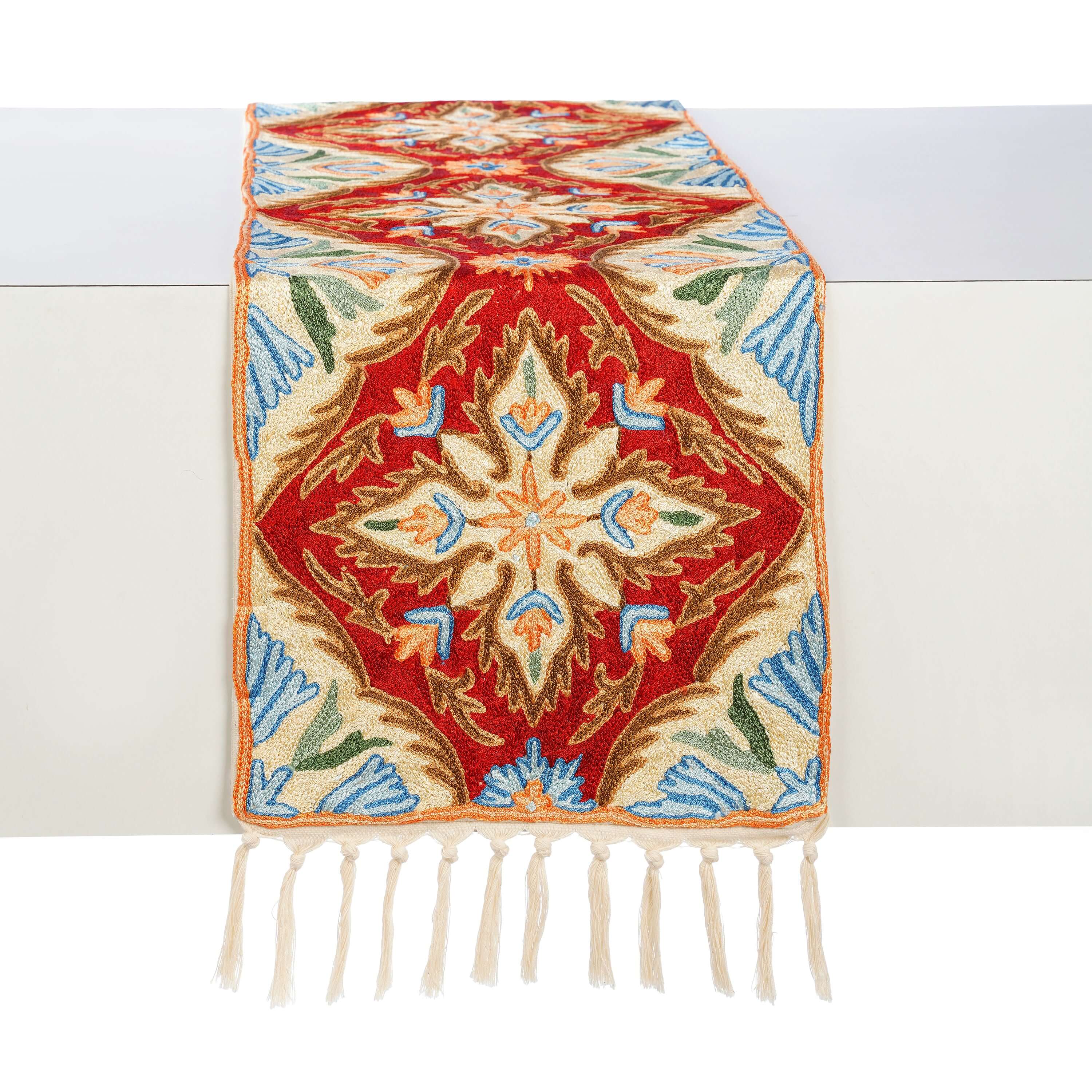 Botaniqueo Tapestry Table Runner | Silk Hand Embroidered | FnW ...