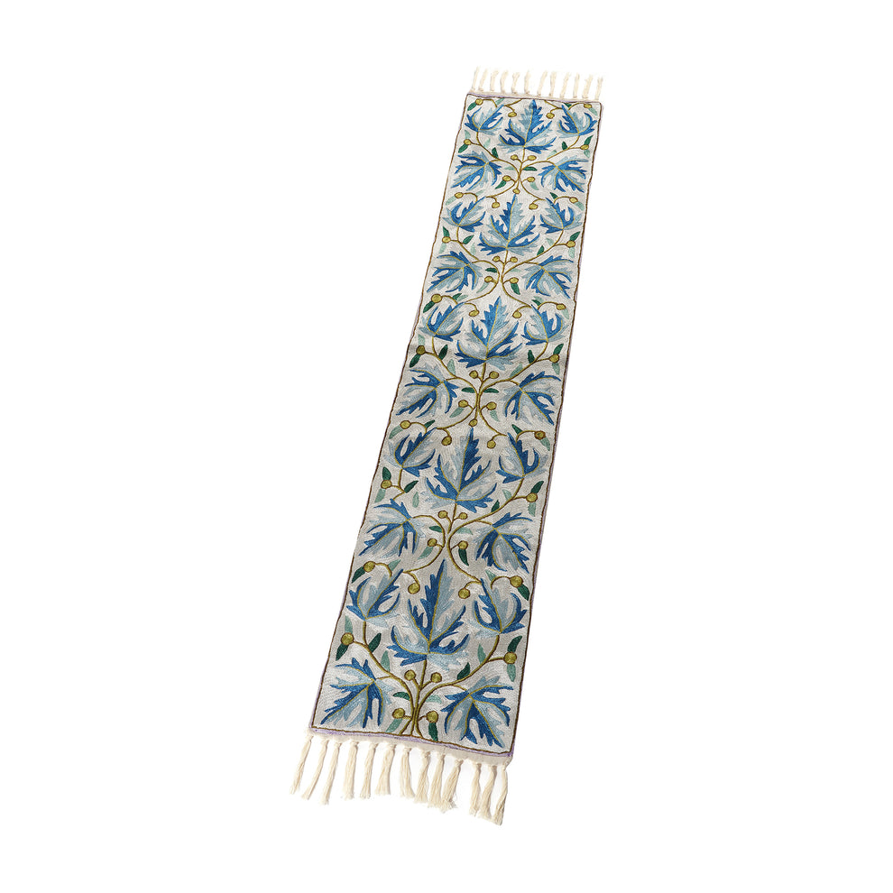 Artistic Table Runner - Leaves Embroidery – Feather N Weave